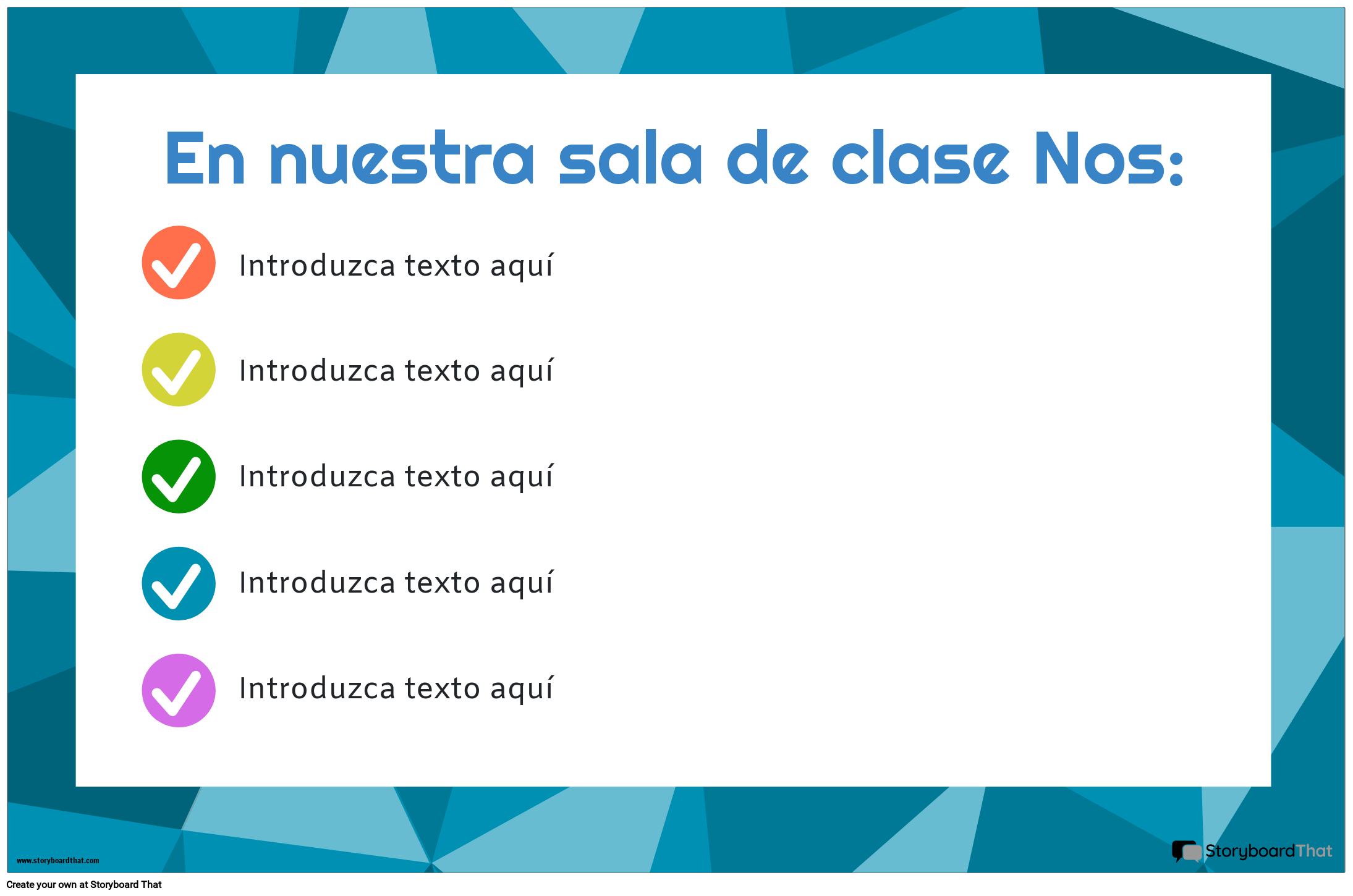 Reglas del Salón de Clases 15 Storyboard por es-examples