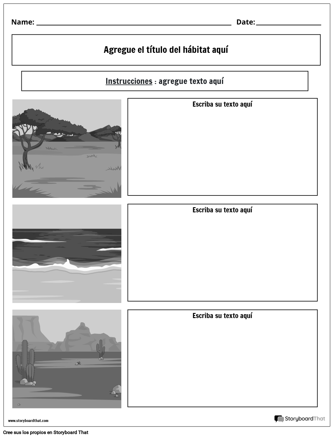 Retrato de hábitat bw 1 Storyboard por es-examples