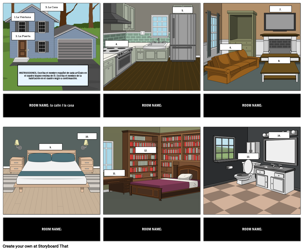 Spanish: Actividad 2 - Vocabulary Storyboard por es-examples