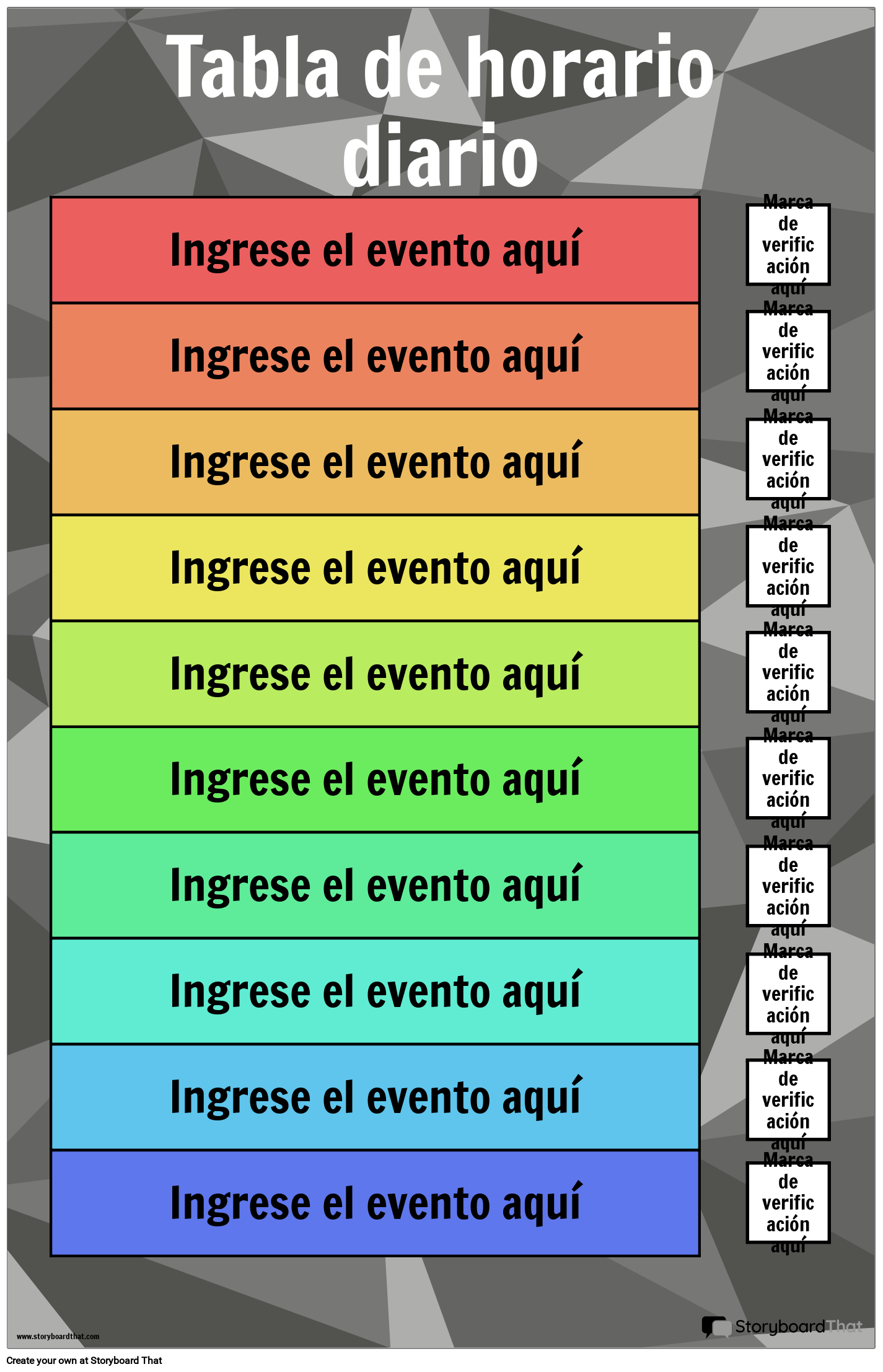 Tabla de Horario Diario Storyboard by es-examples