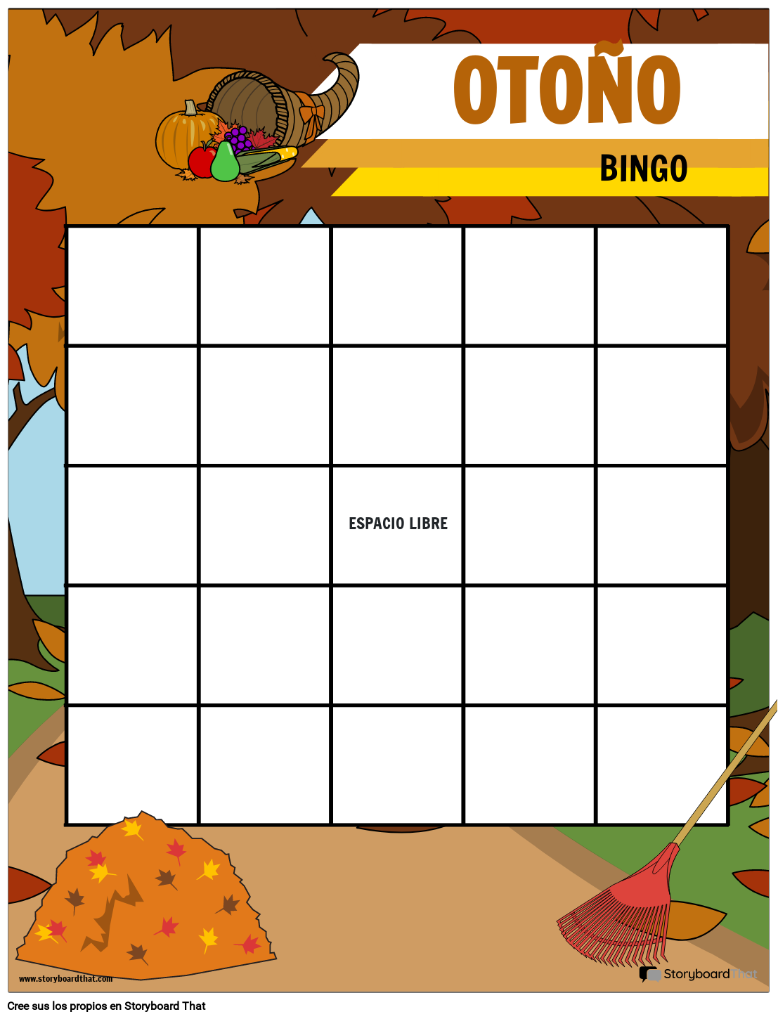 Tarjeta de Bingo Imprimible con Temática de Otoño