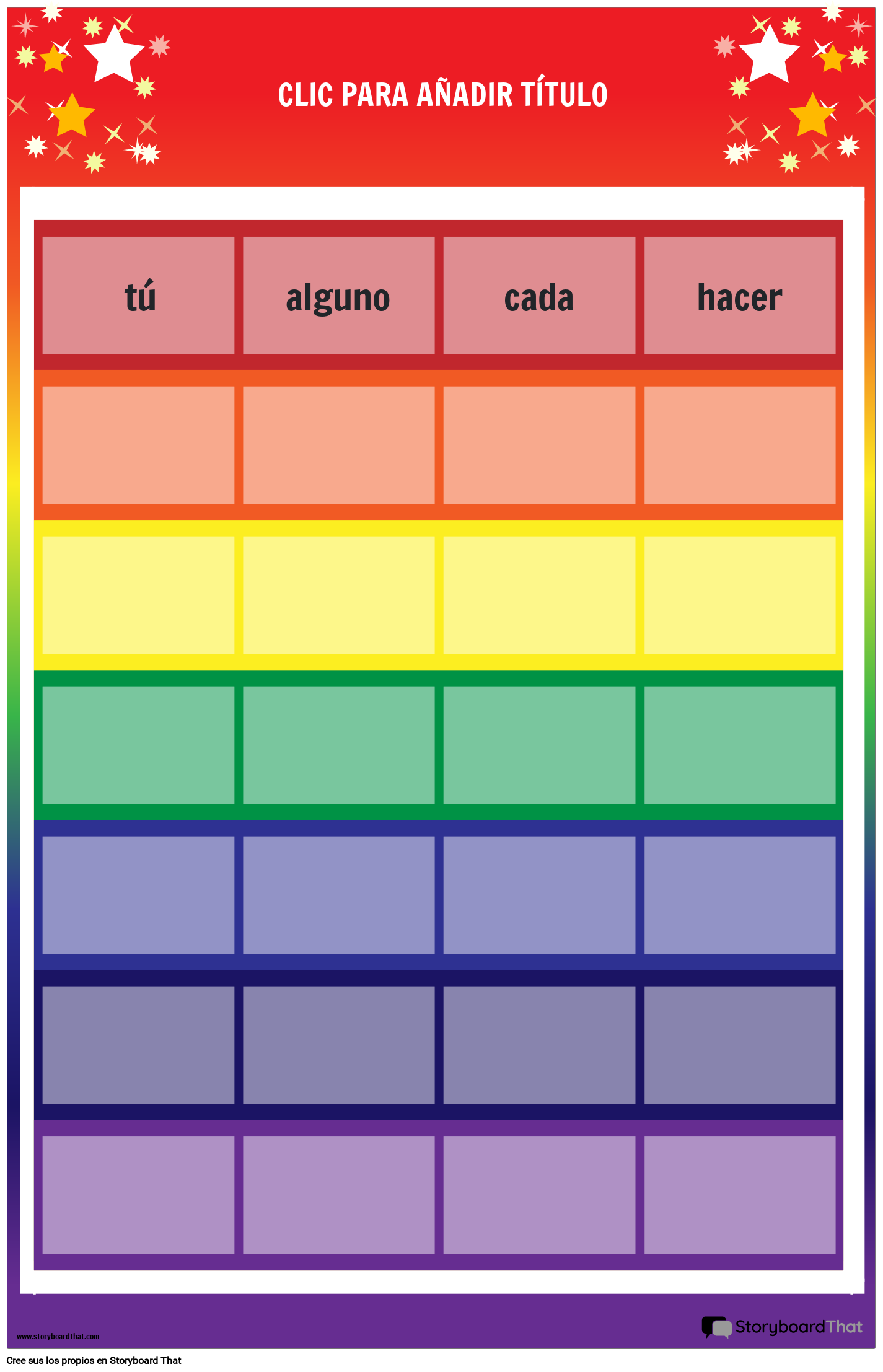 TEMA DEL ARCO IRIS: PÓSTER DE PALABRAS RECONOCIBLES A LA VISTA.