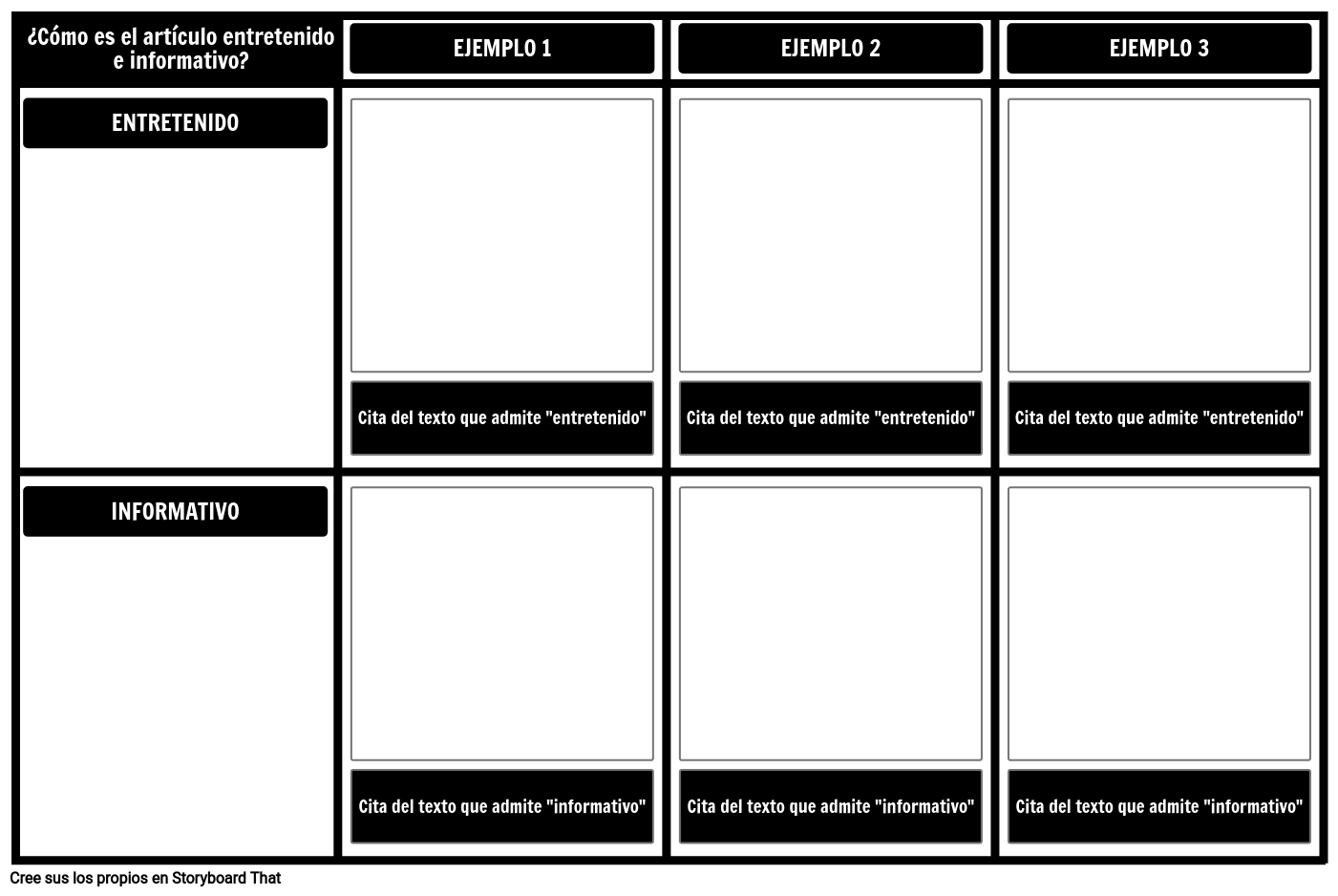 Texto Evidencia Entretenido Informativo Storyboard