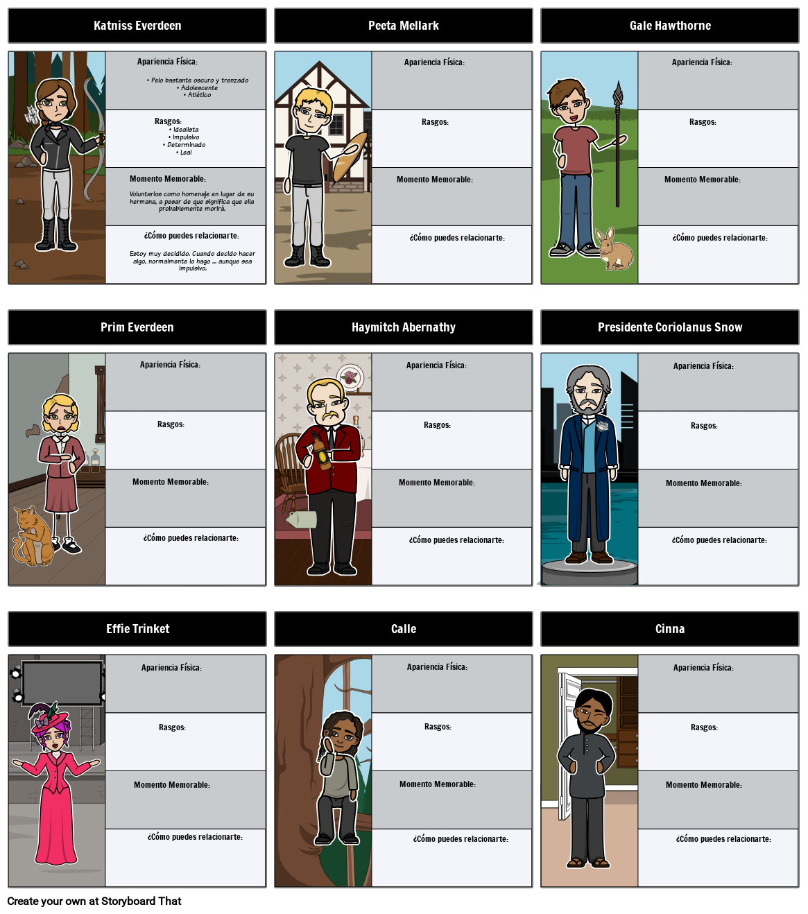 The Hunger Games Caracteres Storyboard By Es examples