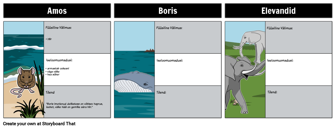 Amos ja Boris Character Map Storyboard by et-examples