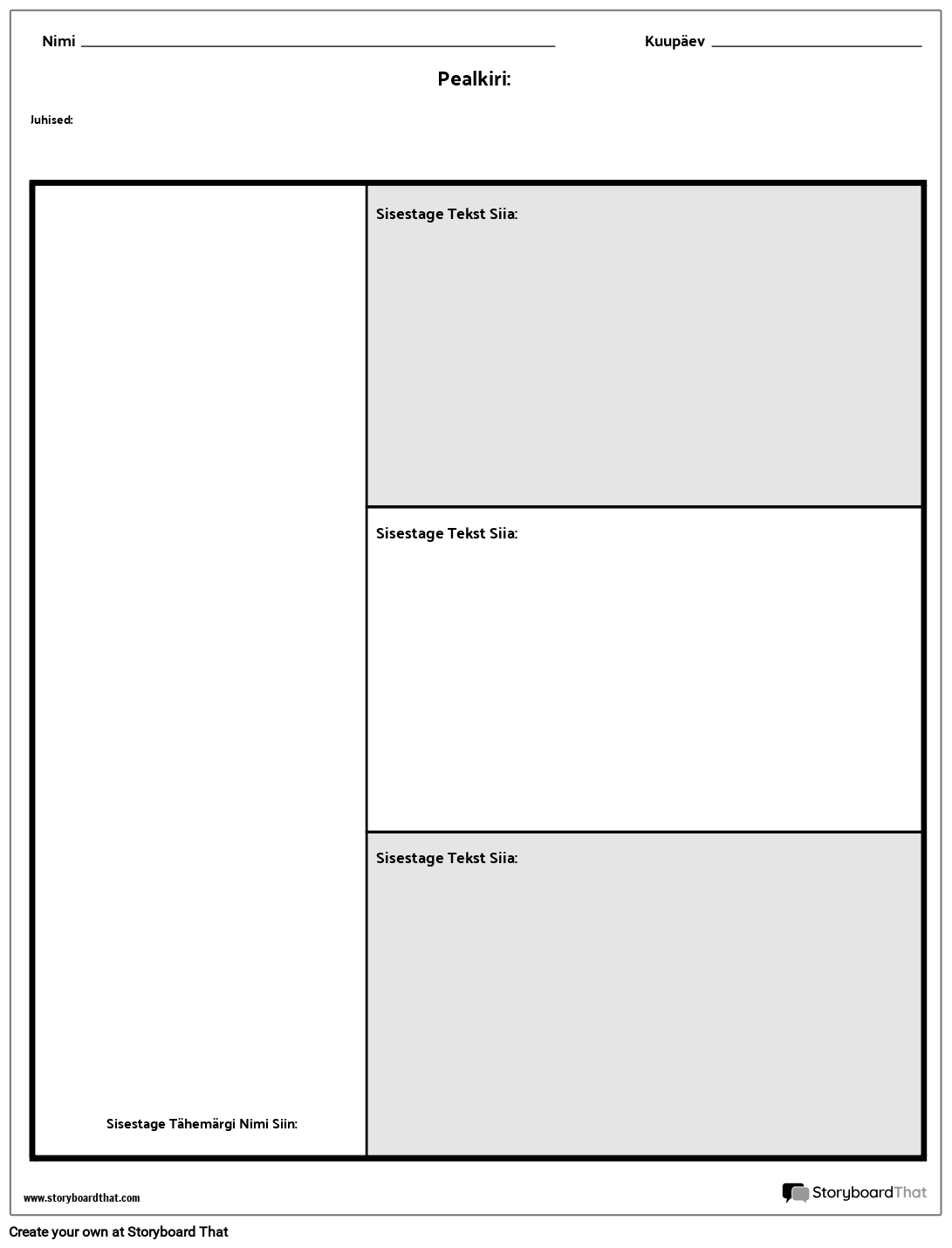 Character Chart - 3 Küsimust Storyboard by et-examples
