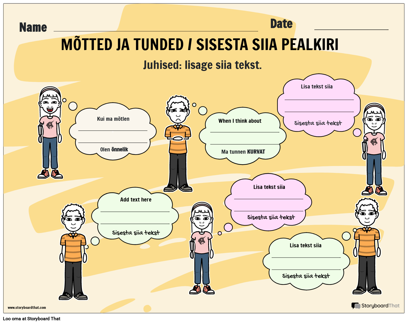 Mõtete ja tunnete tööleht Storyboard por et-examples