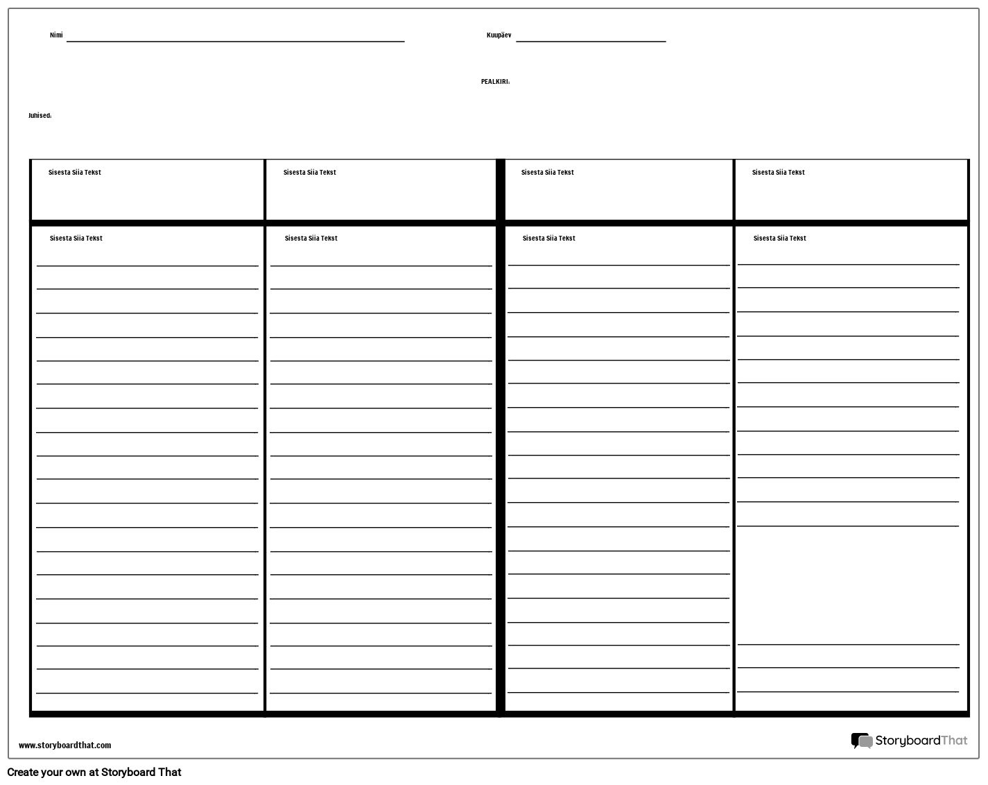 Neli Veergu, Millel on Jooned Storyboard por et-examples