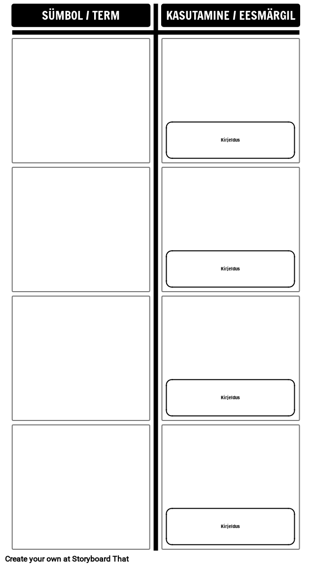 Science Term Matching Mall Storyboard per et-examples