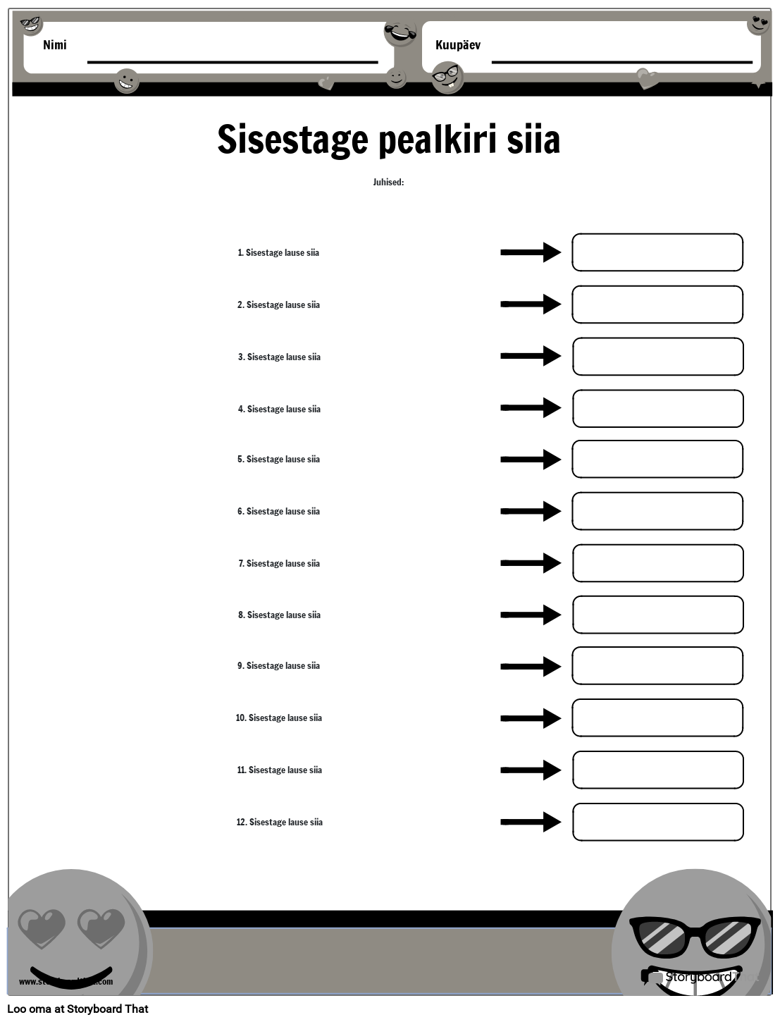 Simile ja Metafoori Tegevus Must-valge Storyboard