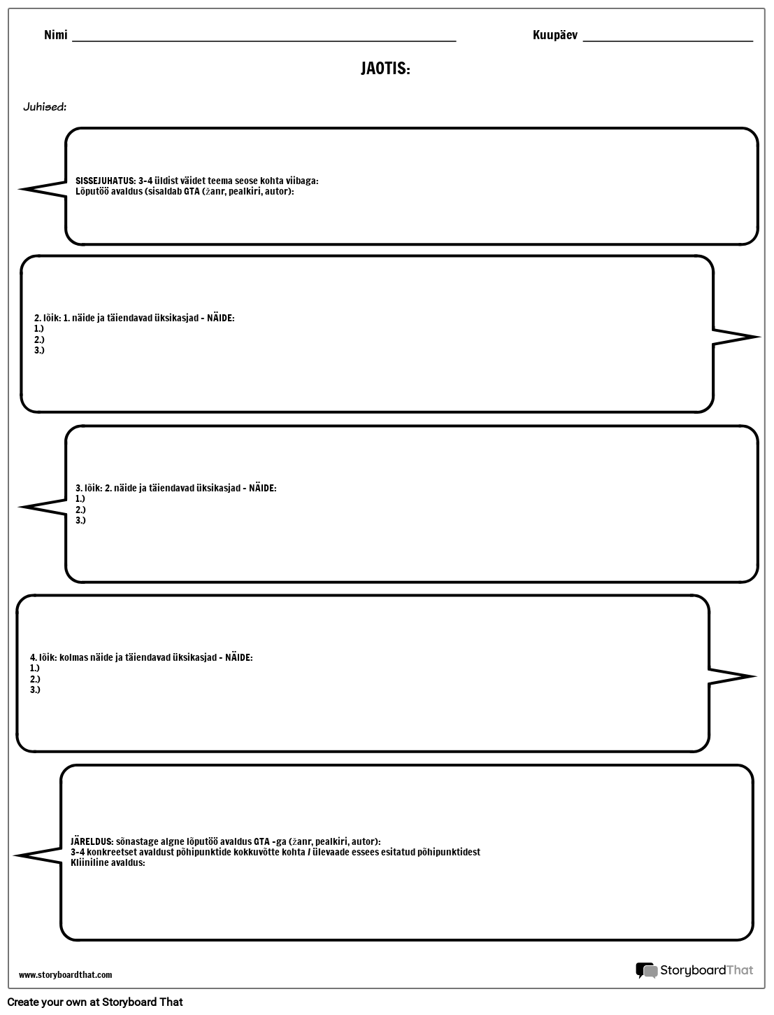 Sõnamullid Storyboard por et-examples