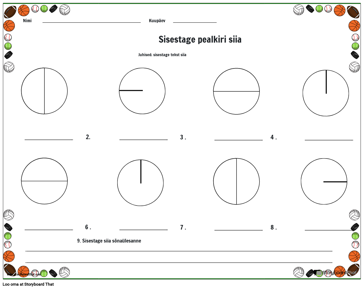 Sporditeemaline ringi tööleht Storyboard por et-examples