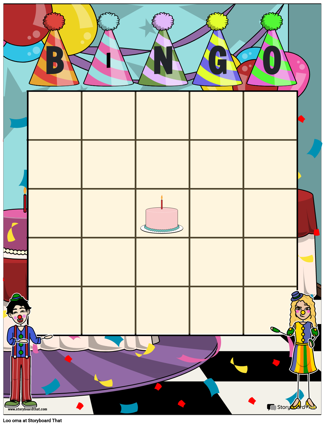 Sünnipäevapeo Bingo Mängukaart Storyboard por et-examples