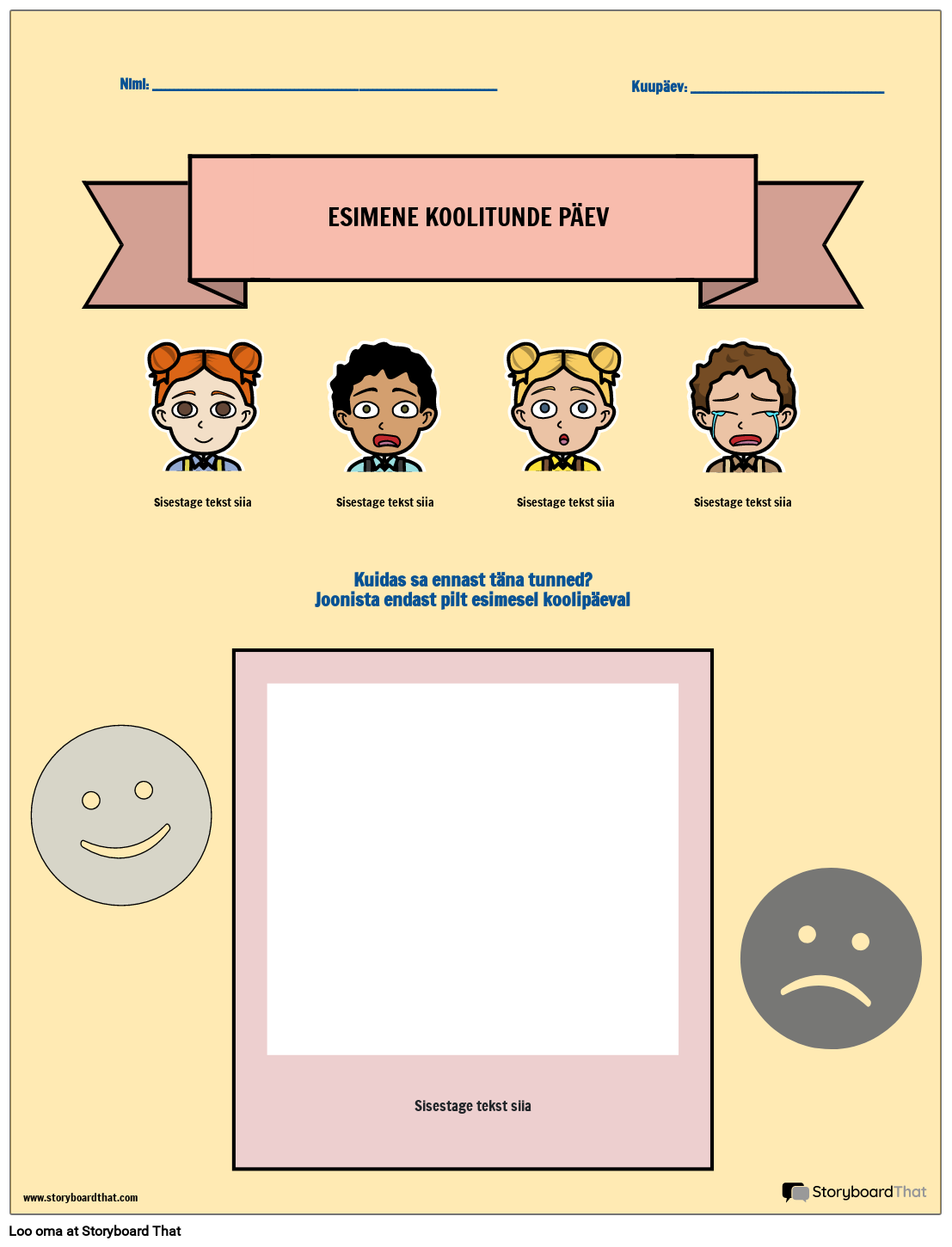 Tere Tulemast Tagasi Kooli Tunnete Tööleht Storyboard
