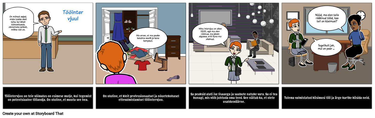Tööintervjuu Social Story Storyboard por et-examples
