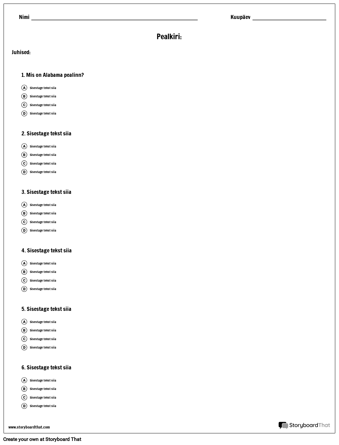 Valik - üks Veerg Storyboard par et-examples