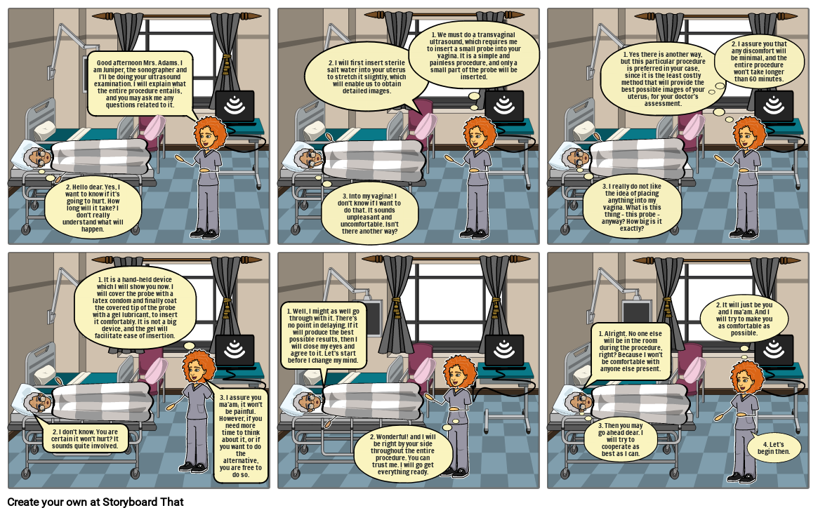 Mrs. Adams' Ultrasound Examination Storyboard by euneve