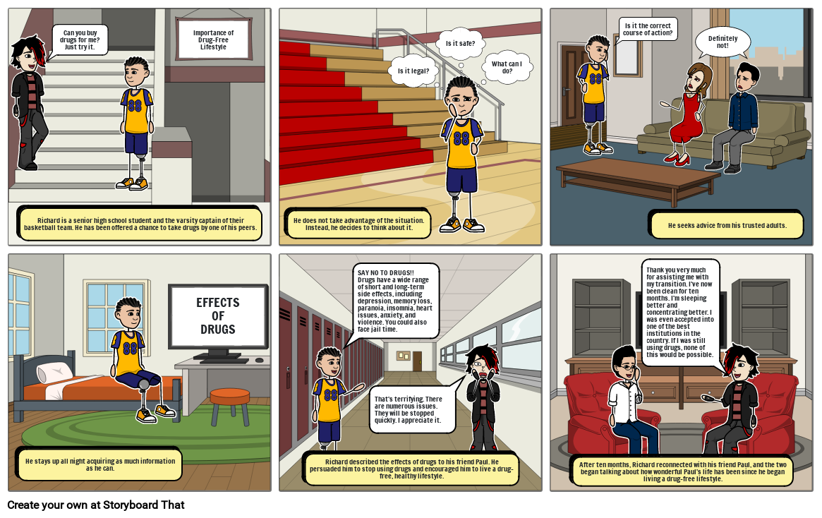 Importance of Drug-Free Lifestyle Storyboard by f09af652
