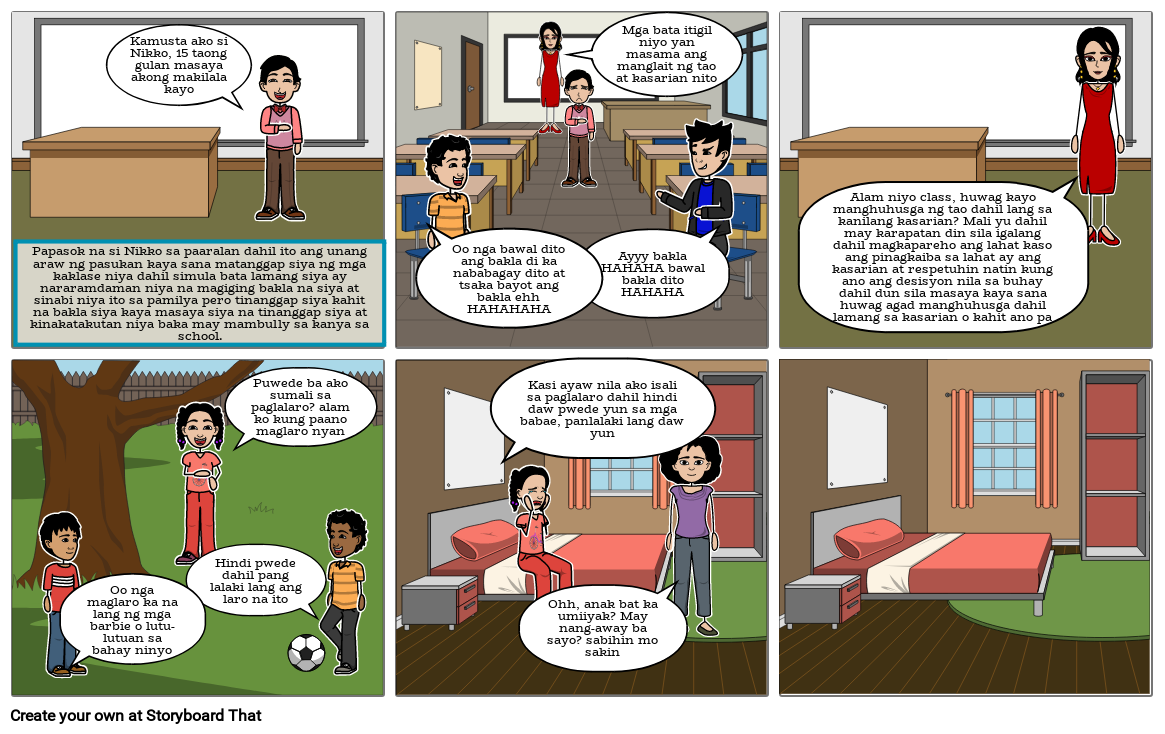 KOMIKS ISTRIP tungkol sa karahasan at diskriminasyon sa iba't ibang kasaria