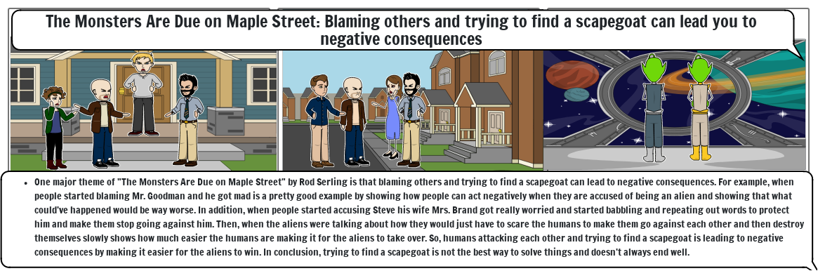 The Monsters Are Due on Maple Street Theme Storyboard