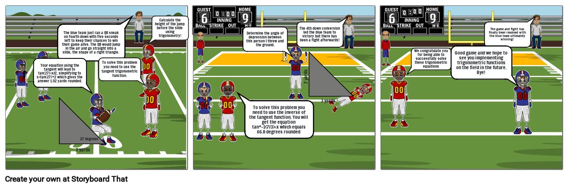 Trigonometry Comic Strip-Football Game Pt2 Storyboard