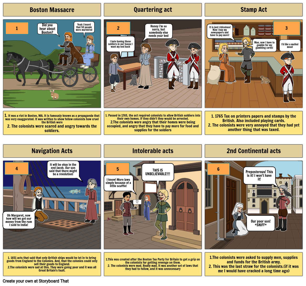 Road to the American Revolution Project Storyboard