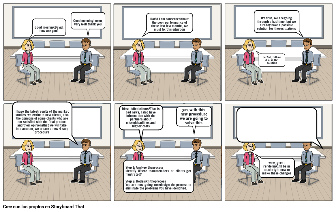 Dialogue “Evaluating product and service” Storyboard