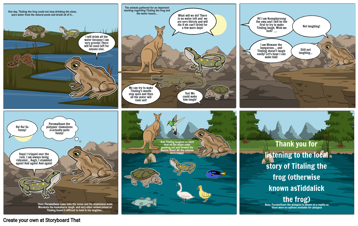 Tiddalick the Frog Storyboard by fceff865
