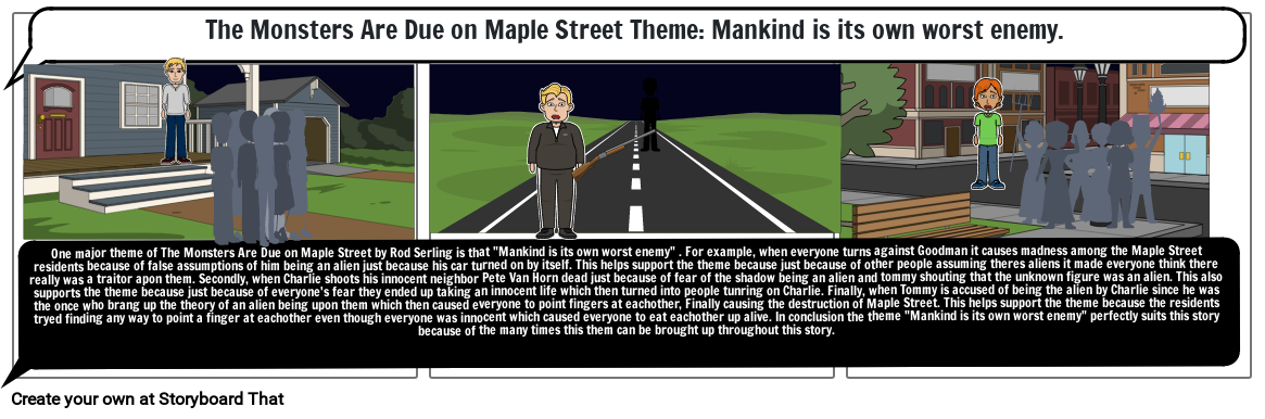 The Monsters Are Due on Maple Street Theme Storyboard