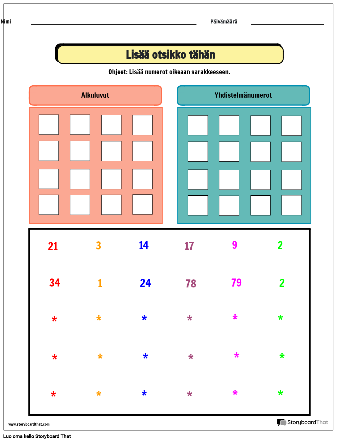 Alku- ja Yhdistelmälukujen Tunnistuslaskentataulukko