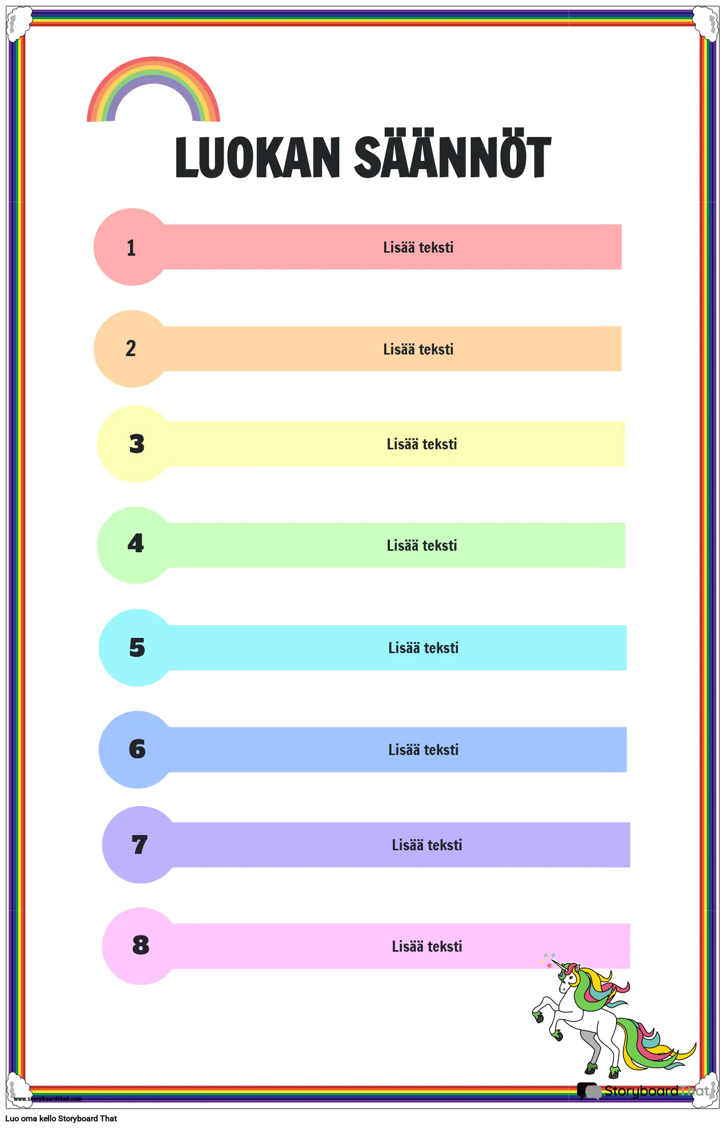 Classroom Rules Rainbow -juliste Kuvakäsikirjoitus by fi-examples