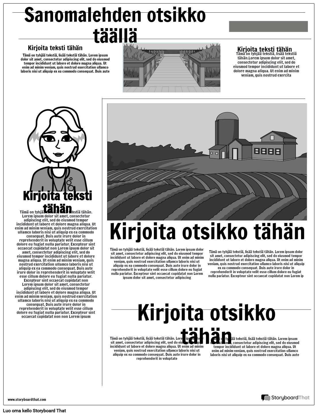Hauska sanomalehtimalli harmaa Storyboard av fi-examples
