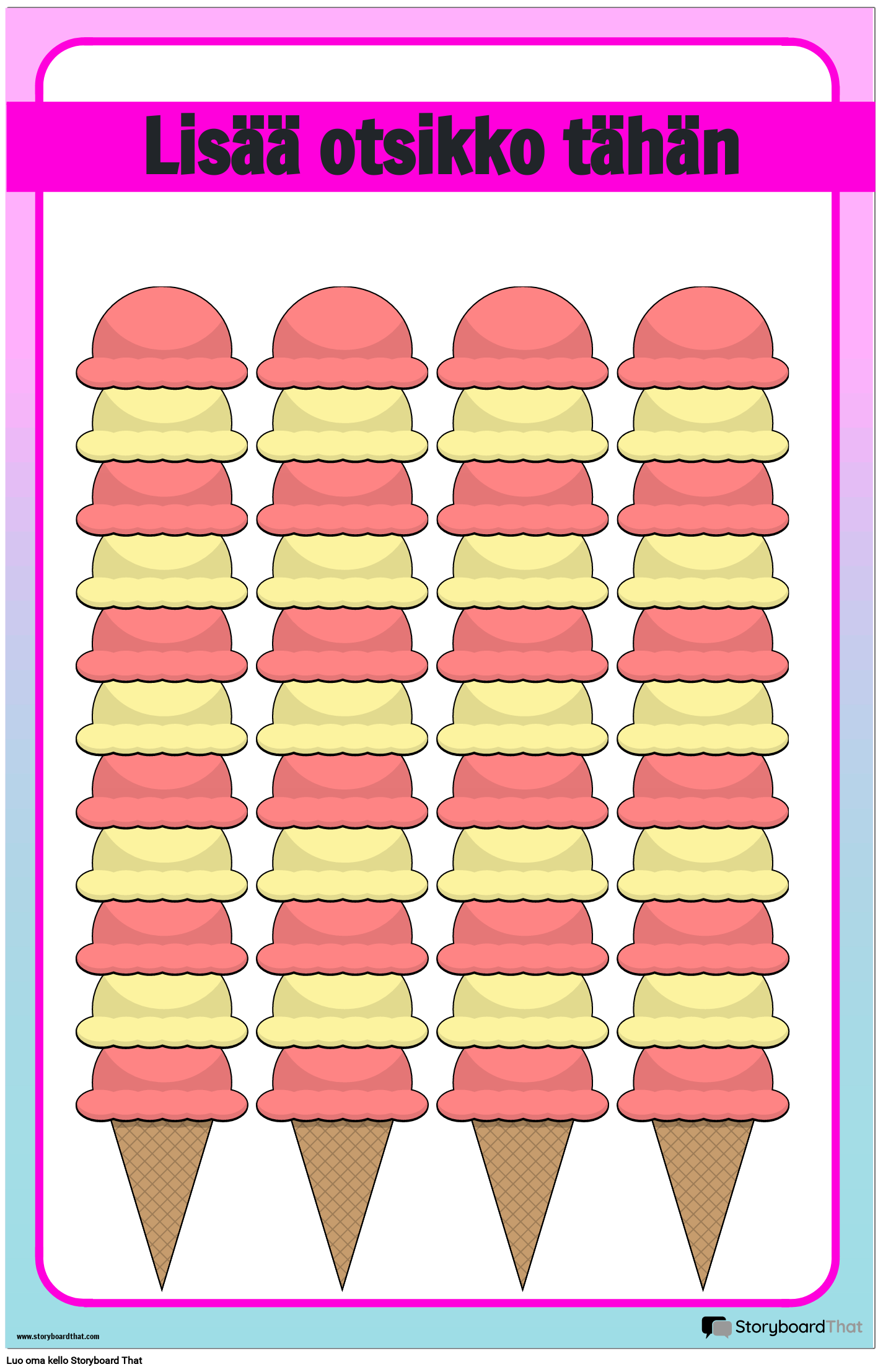 Ice Cream -teemainen Näkösanojen Juliste Storyboard Ice Cream -teemainen Näkösanojen Juliste Storyboard