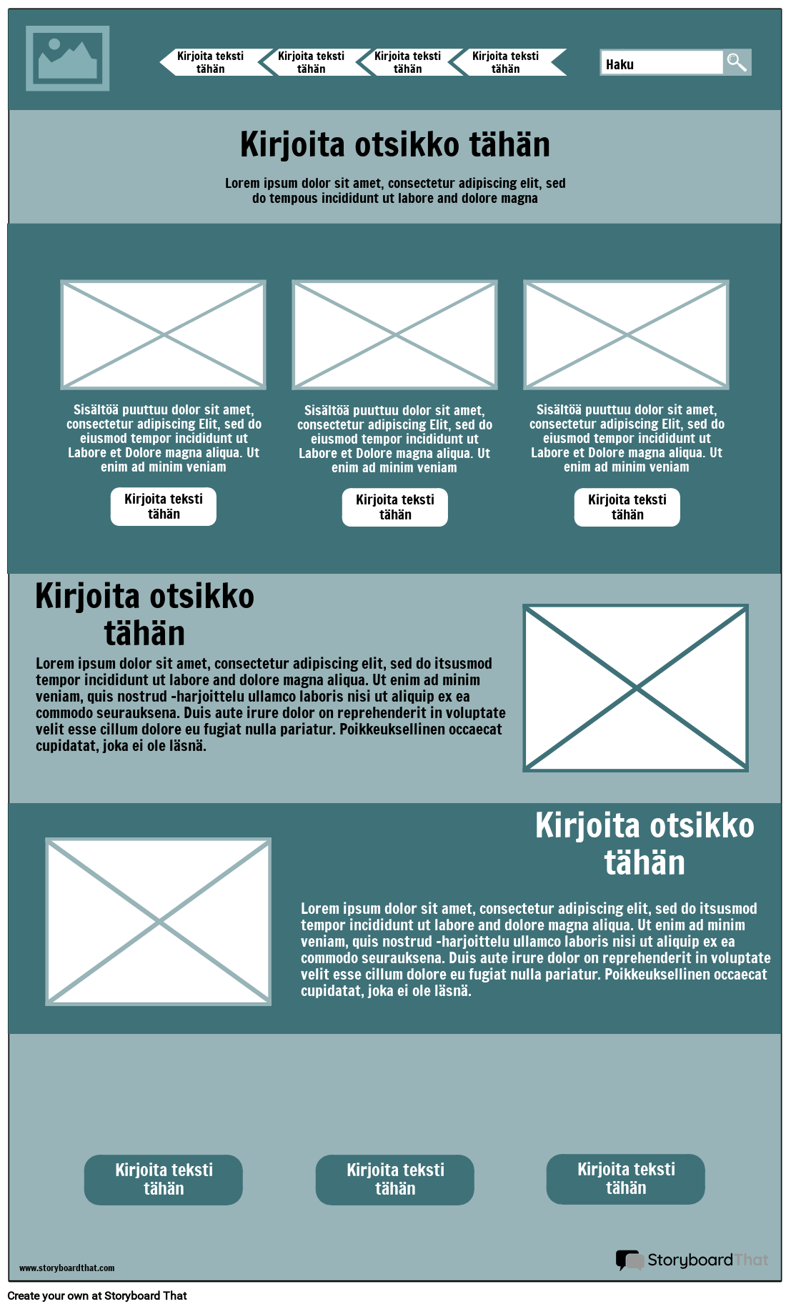 Kotisivu Wireframe-2 Kuvakäsikirjoitus by fi-examples