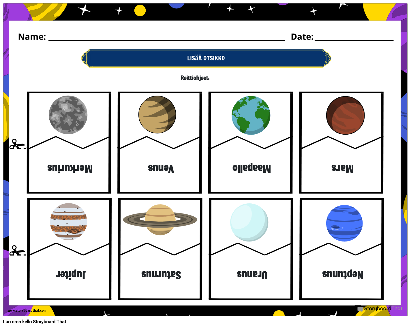 Planets Matching Puzzle Storyboard por fi-examples