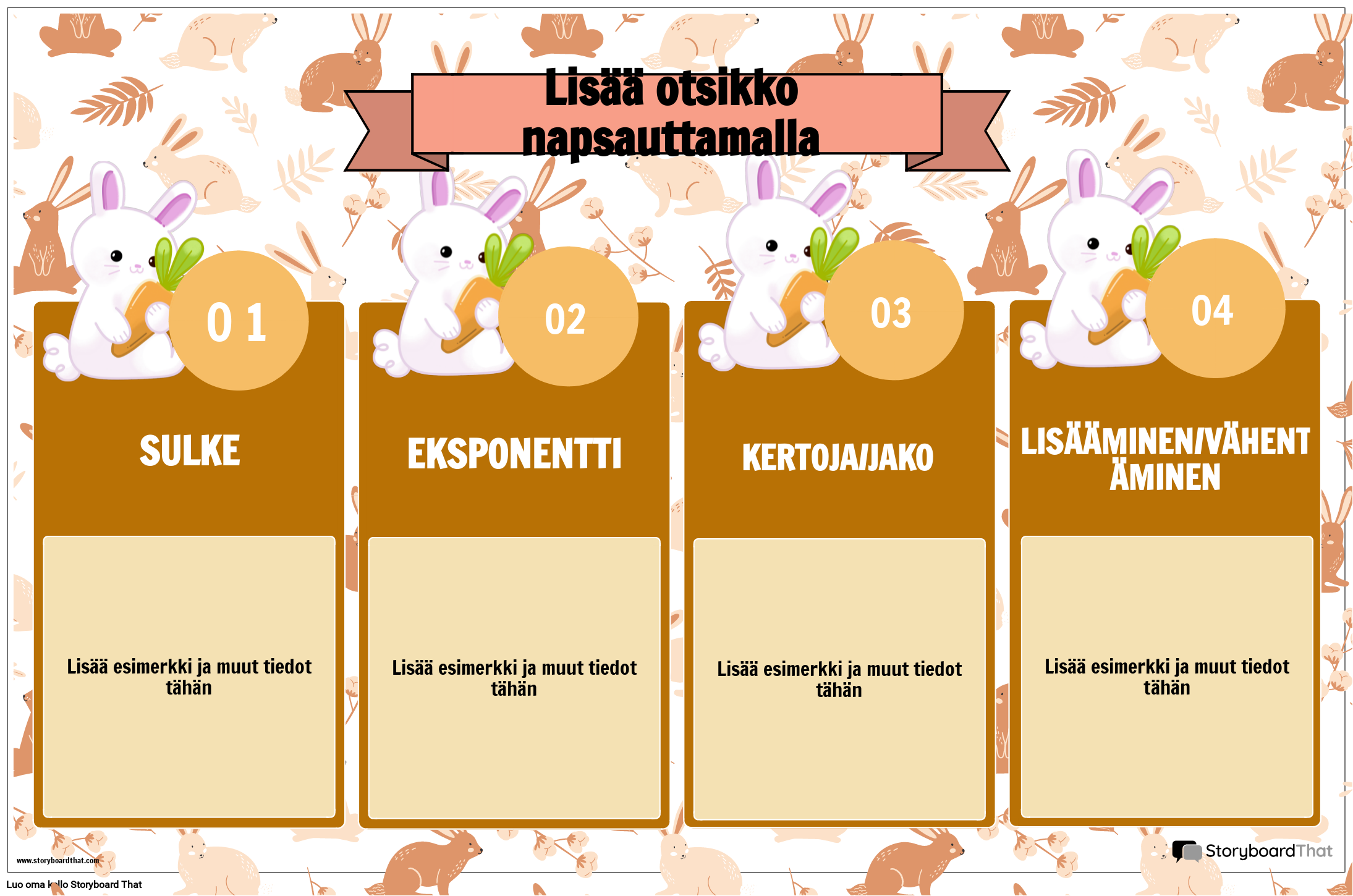 pupu-aiheinen toimintajärjestysjuliste Storyboard