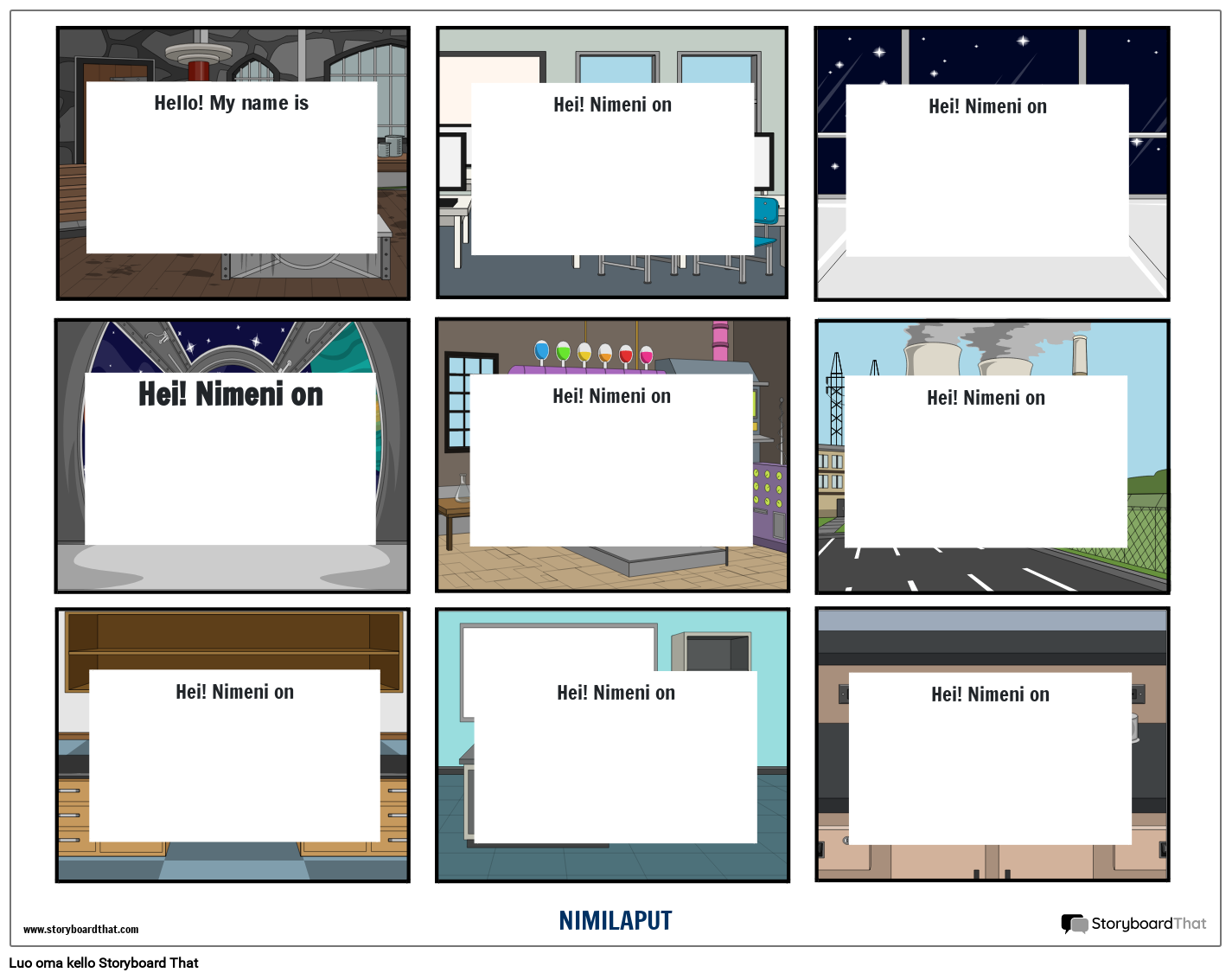 Räätälöity Tiedeaiheinen Nimilappu Storyboard af fi-examples