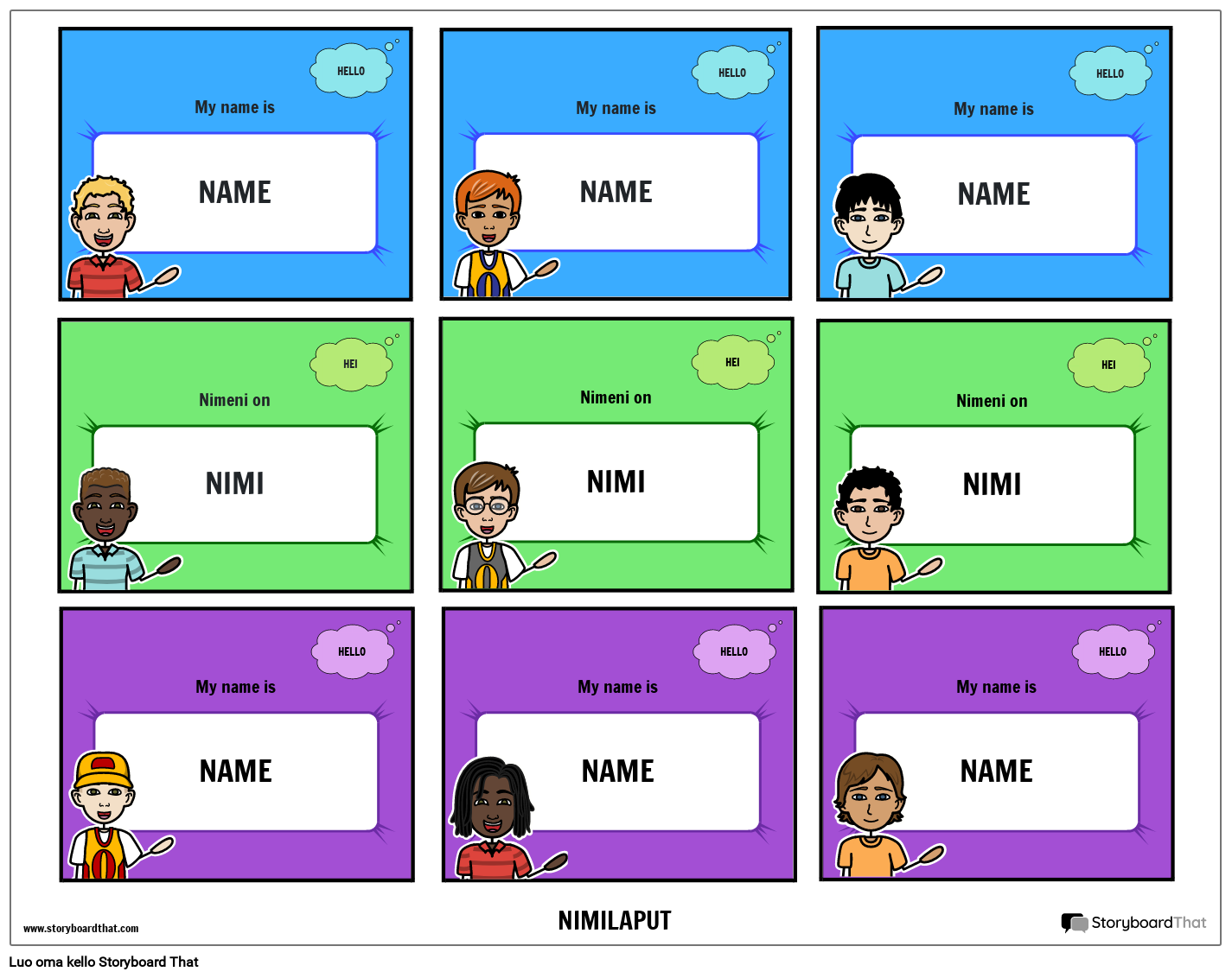 Söpöjen Lasten Nimilappu Storyboard par fi-examples