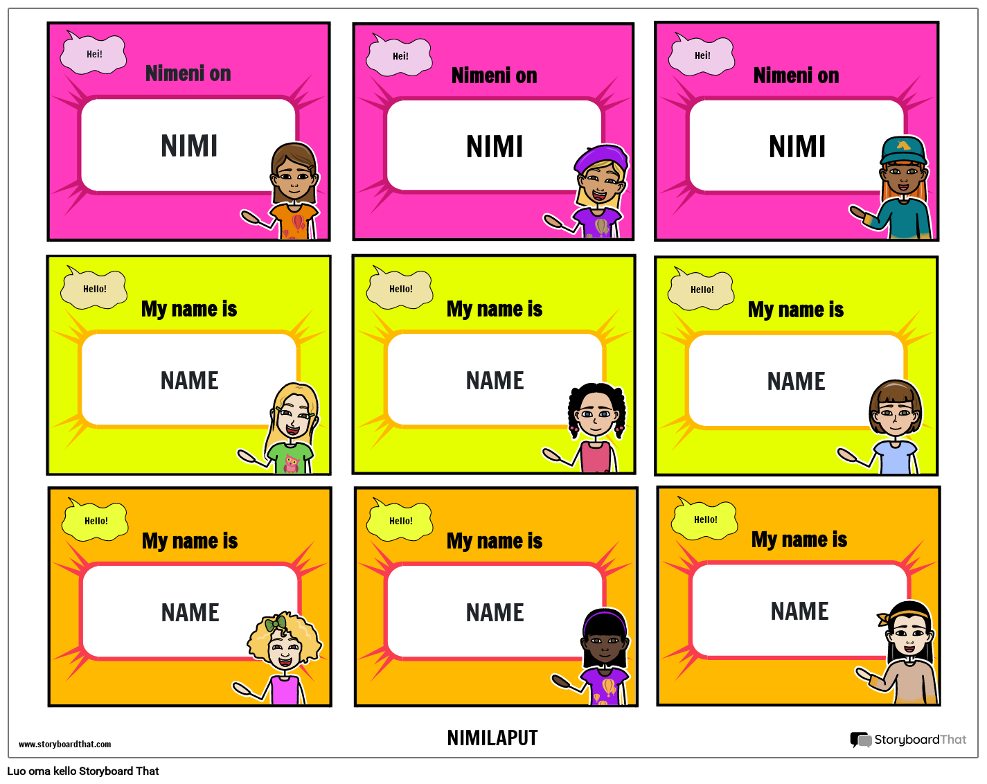 Suloinen Lasten Nimilappu القصة المصورة من قبل fi-examples