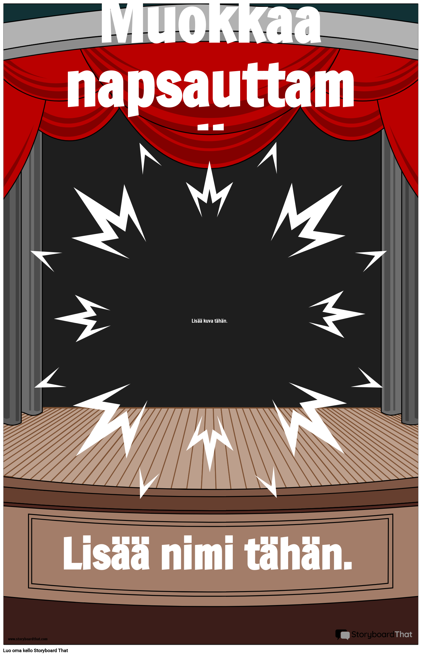 Teatteriaiheinen Viikon Opiskelijat -juliste Storyboard