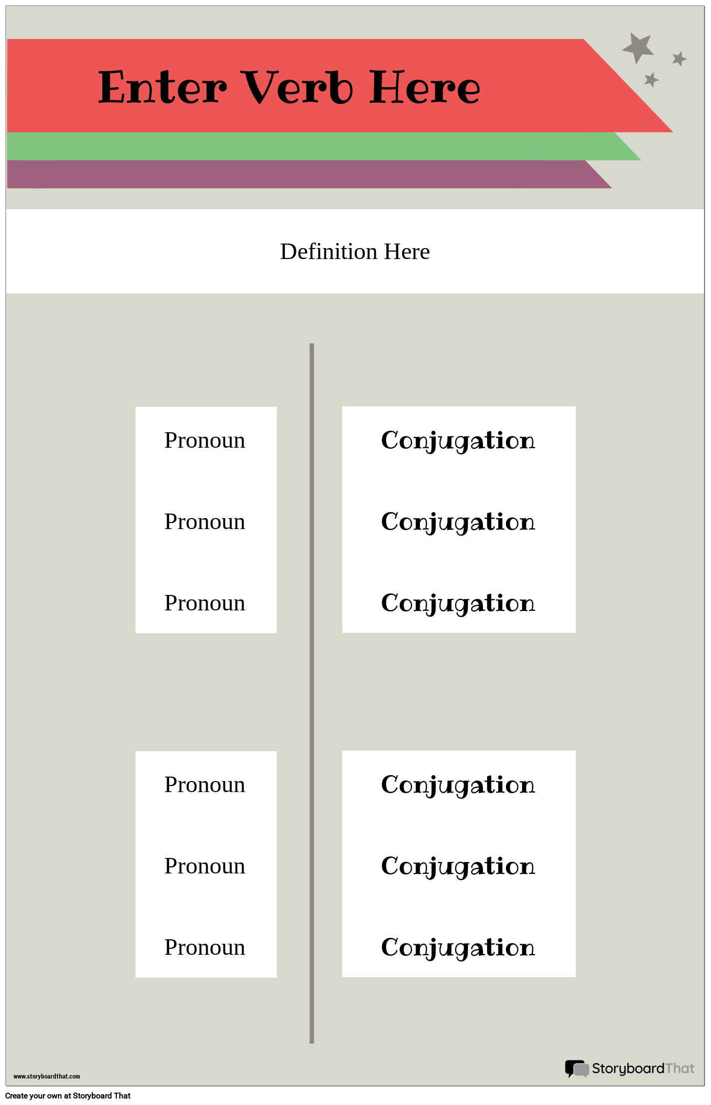 Verb Conjugation Juliste Storyboard by fi-examples