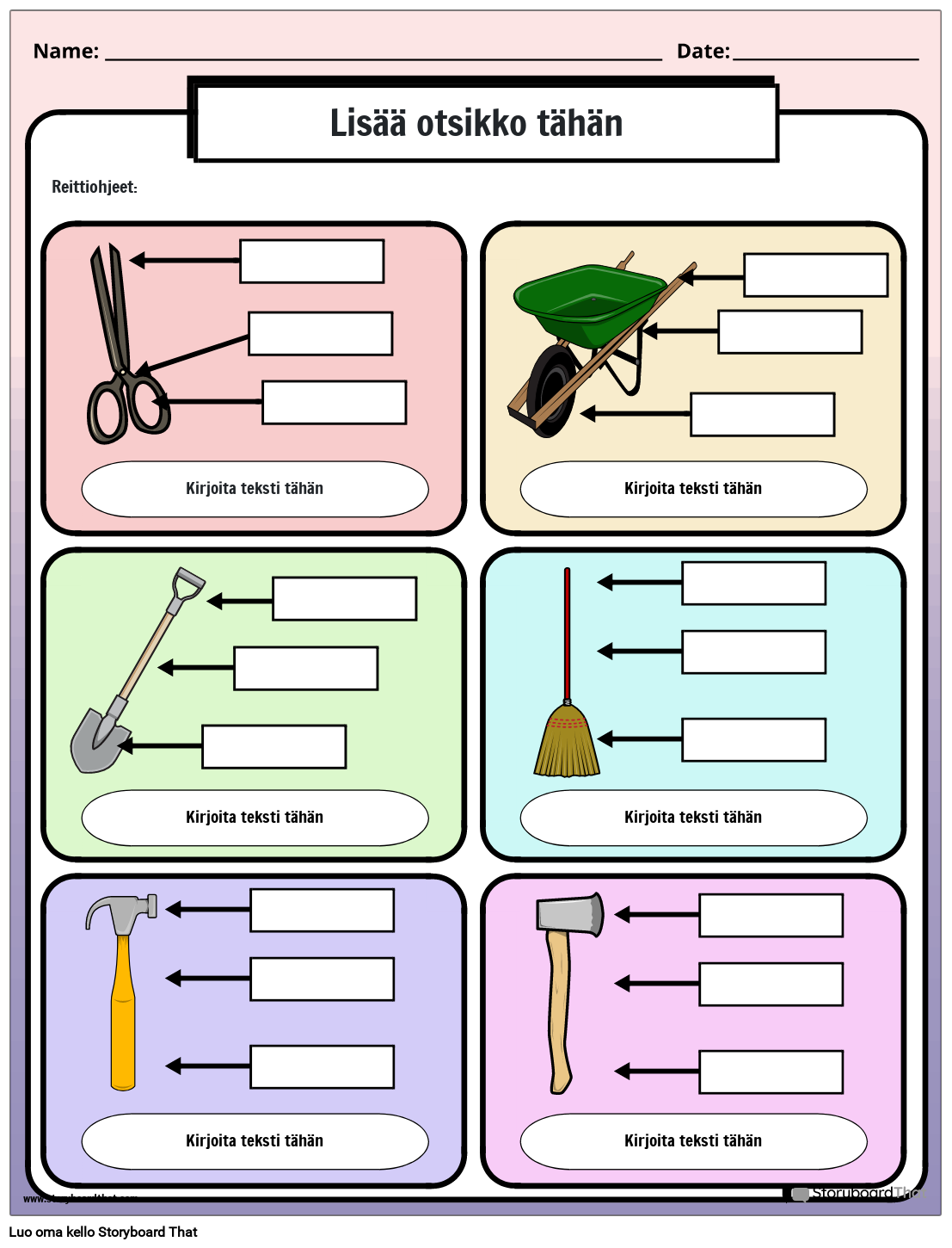 Vivun Osien Merkitseminen - Yksinkertainen Koneen Työtaulukko