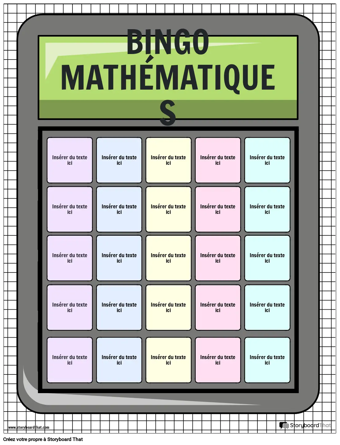 Activité Amusante de Bingo Mathématique Storyboard