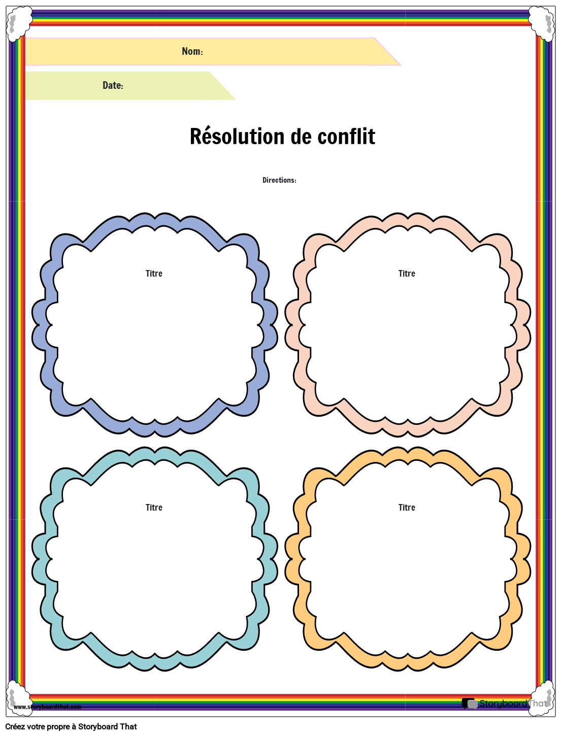 Activité Colorée de Résolution de Conflits Storyboard