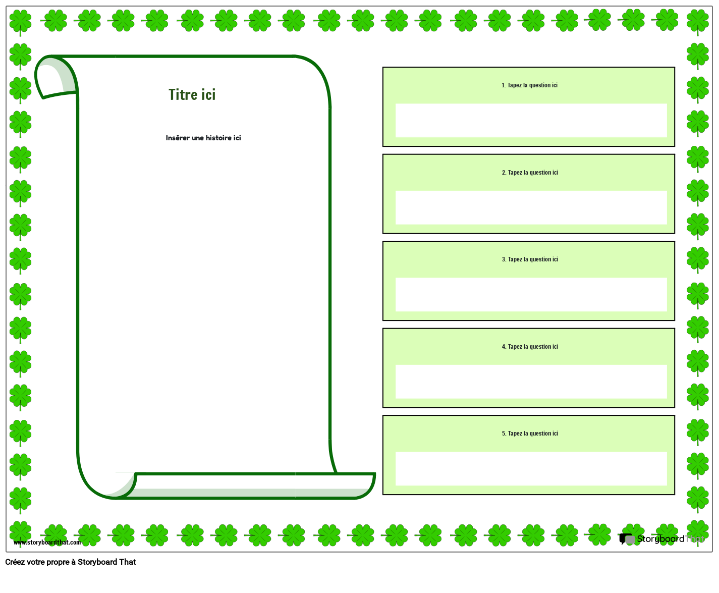 Activité de Lecture Fête de la Saint-Patrick Storyboard
