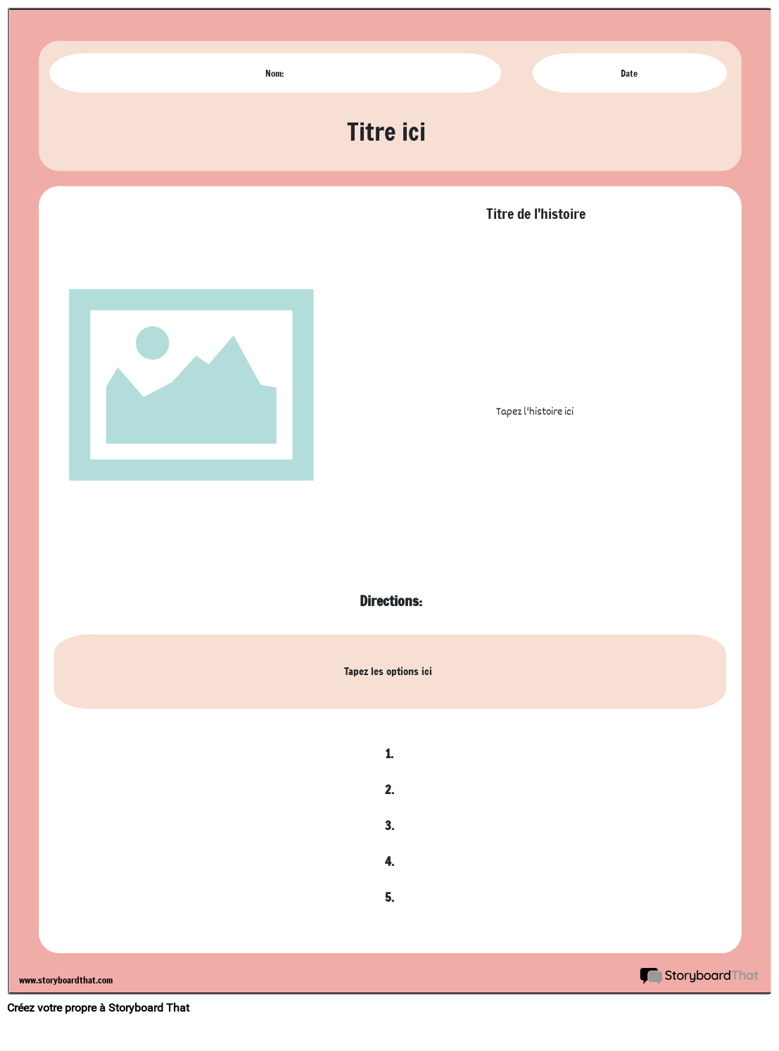Activité de Lecture Simple en Rose et Blanc Storyboard
