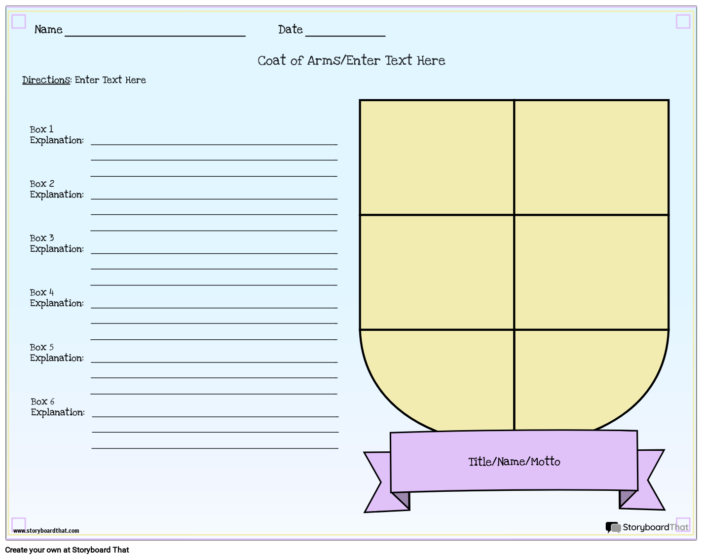 Activités du Premier Jour Paysage Couleur 3 Storyboard