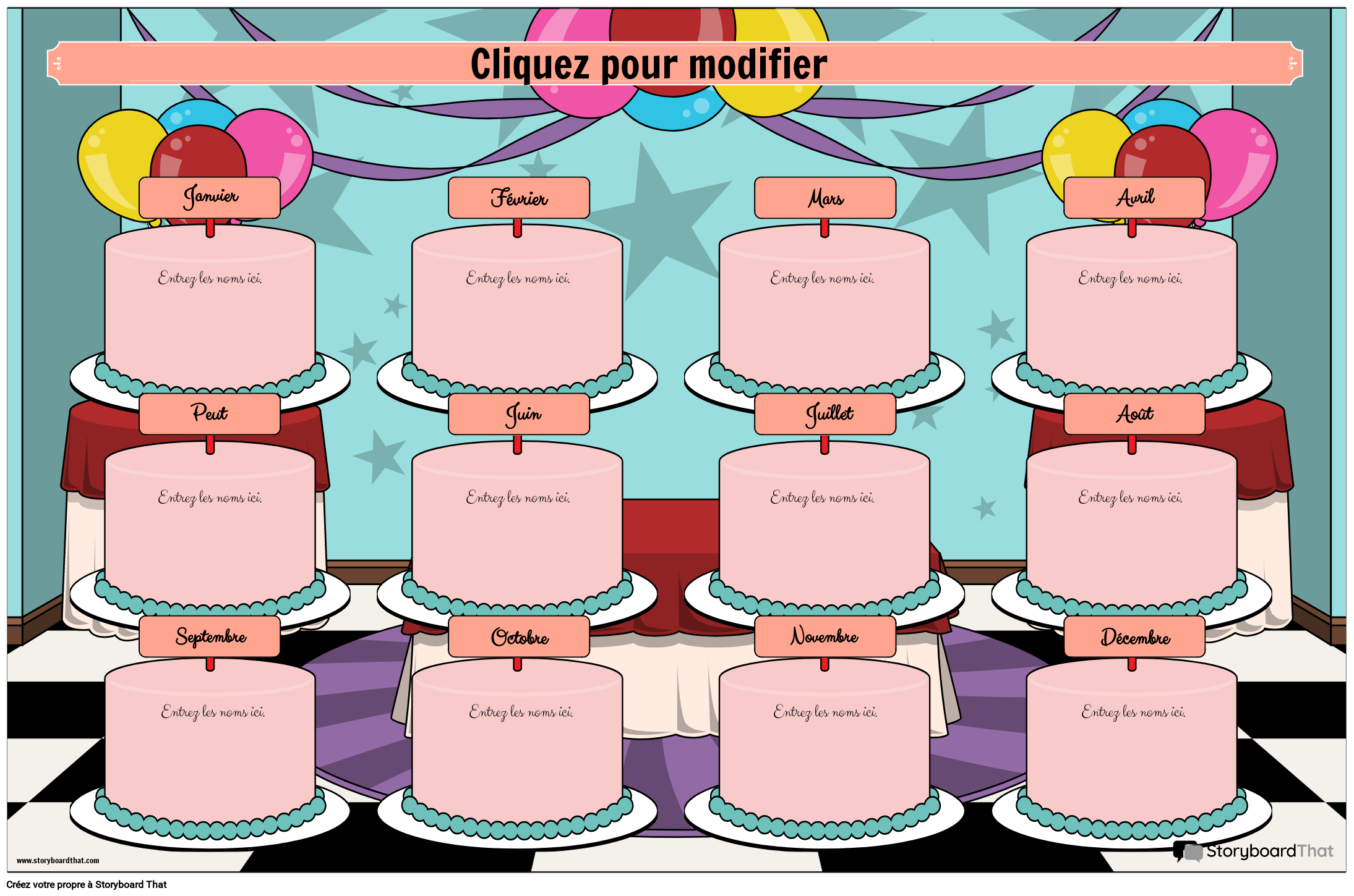 Affiche D'anniversaire Avec des Gâteaux D'anniversaire