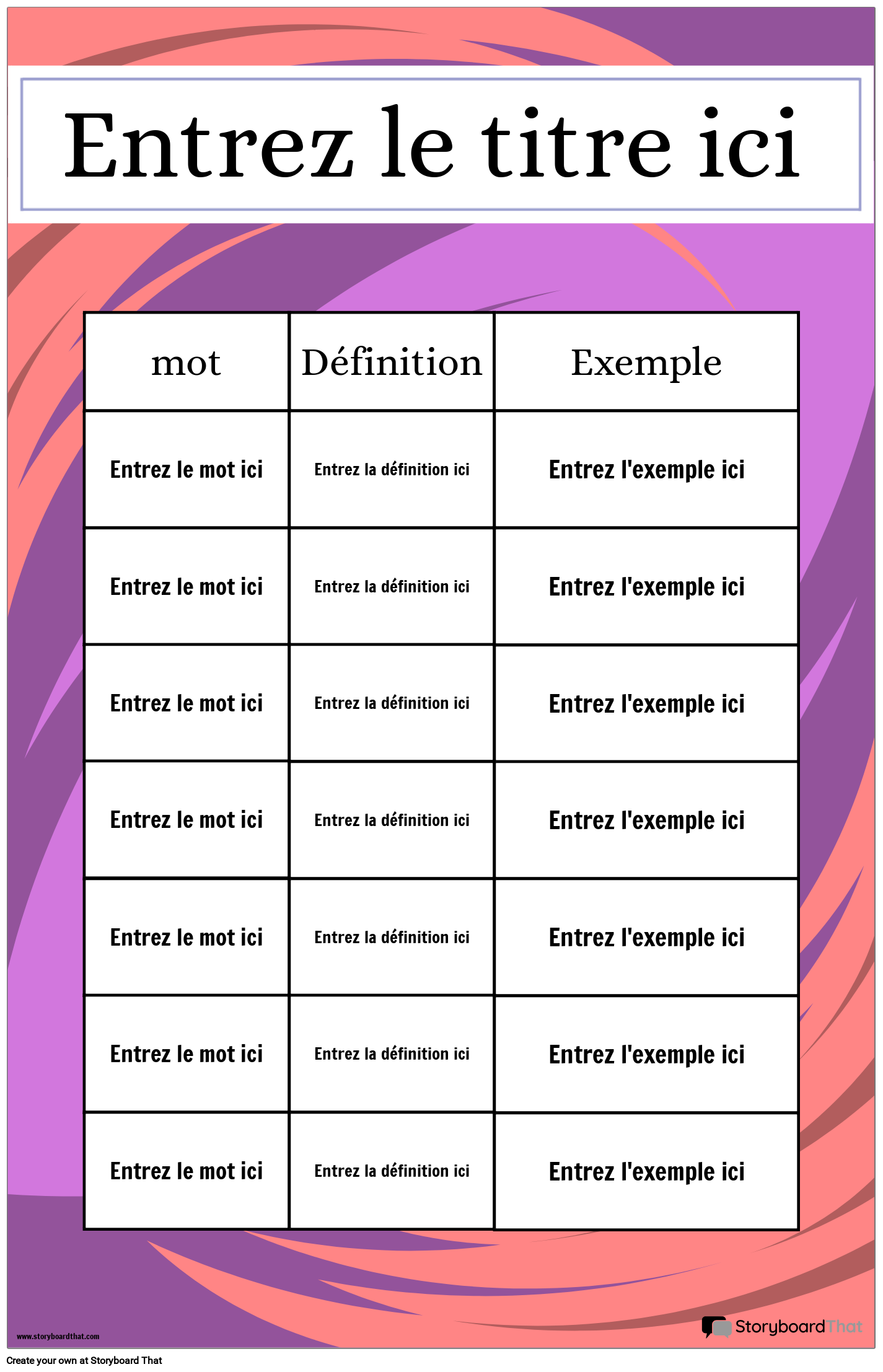 Affiche de Définition Storyboard por fr-examples