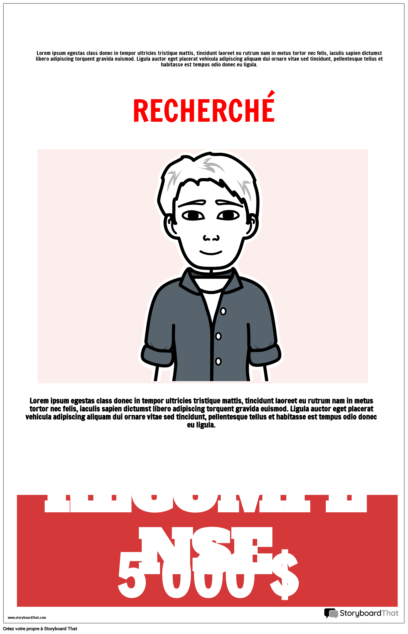 Affiche de recherche avec récompense Storyboard